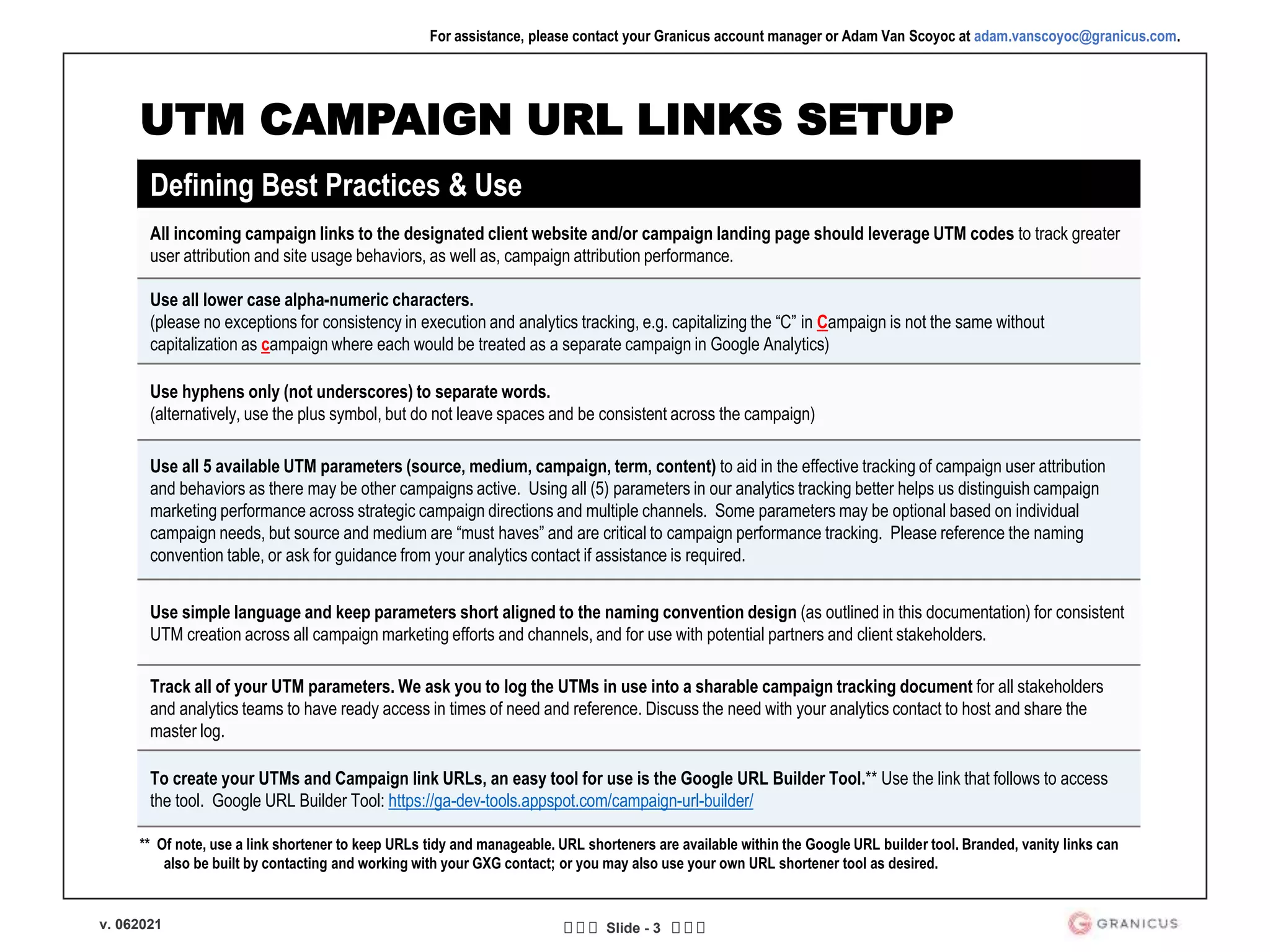 UTM Conventions Best Practices | PPTX