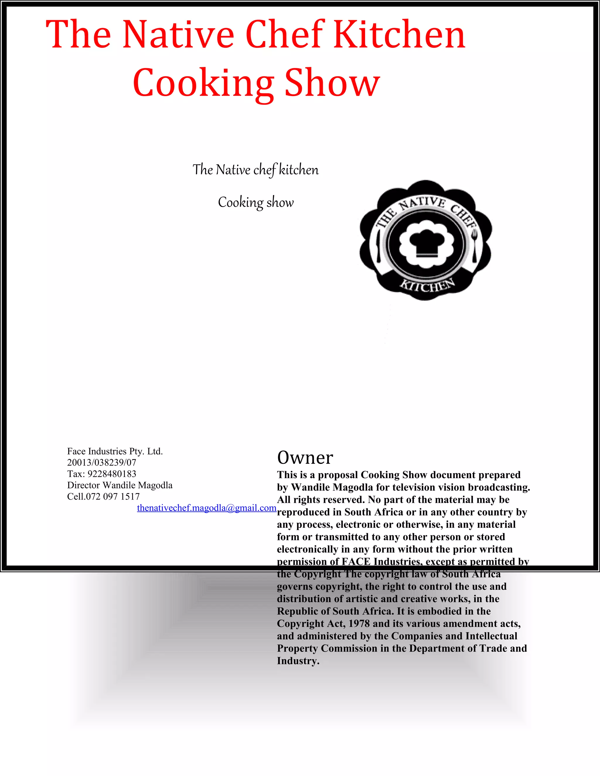 The native chef kitchen cooking show pitch | PDF