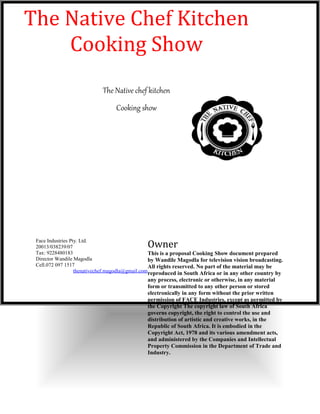 The native chef kitchen cooking show pitch | PDF