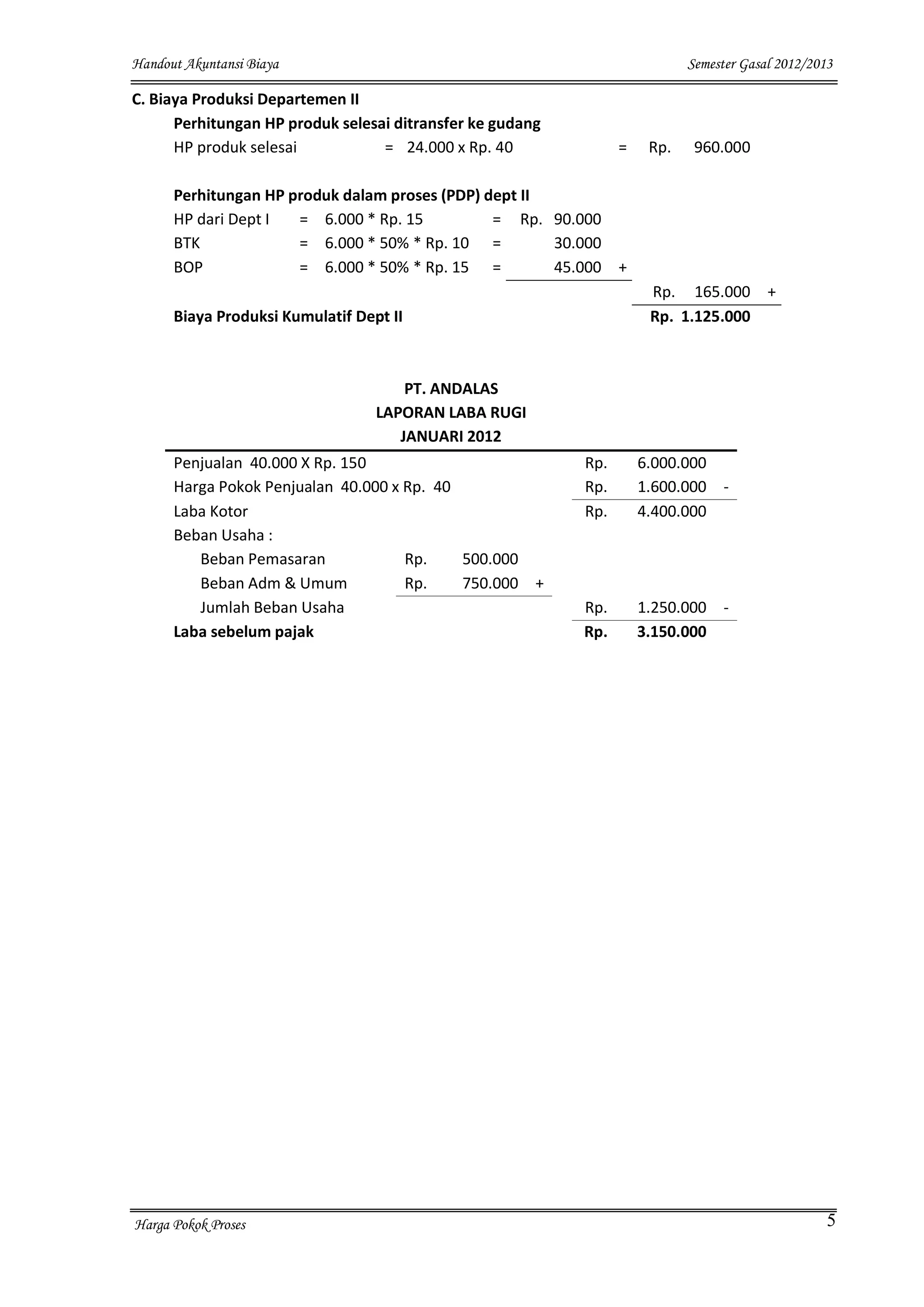5 harga pokok proses | PDF