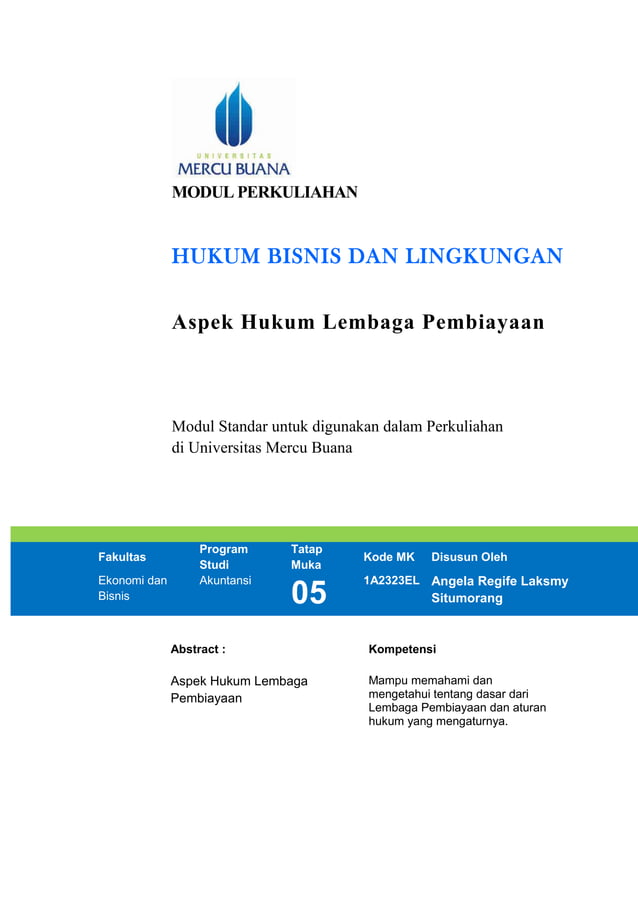 5, hbl, angela regife laksmy situmorang, prof. dr. hapzi ali, cma, aspek hukum lembaga ...