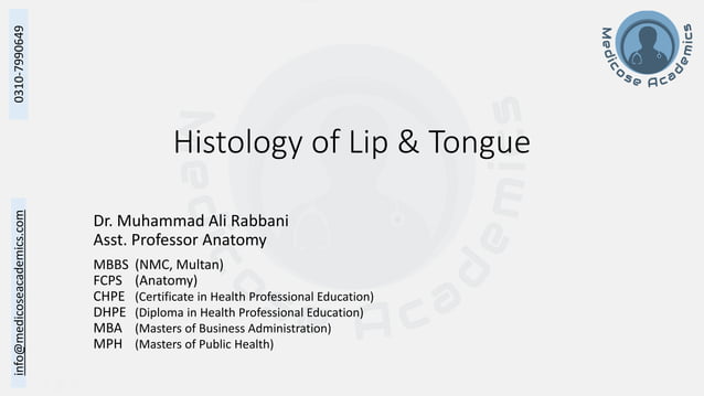 Histology of Lip and Tongue - Medicose Academics | PDF