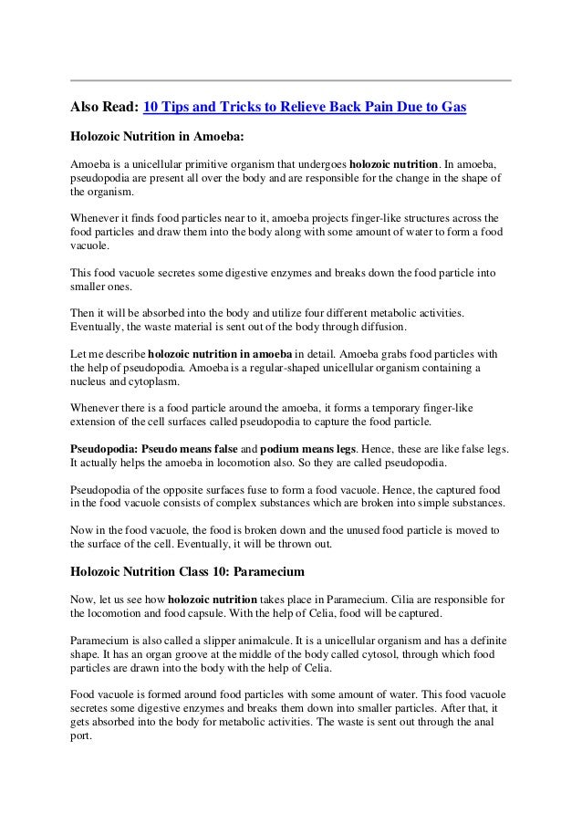 5 Holozoic Nutrition Steps: Holozoic Nutrition in Amoeba | PDF