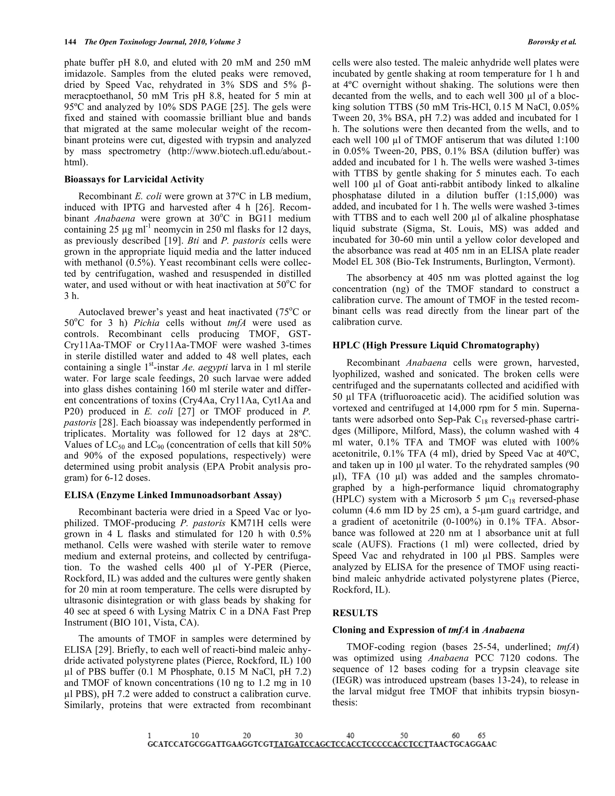 Synergy Between Aedes Aegypti Trypsin Modulating Oostatic Factor and bti by Dov Borovsky | PDF