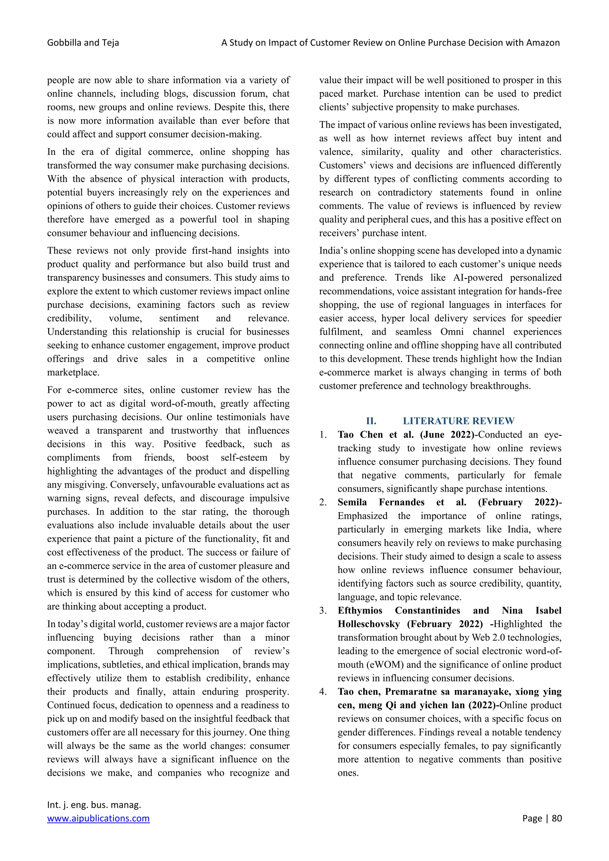 A Study on Impact of Customer Review on Online Purchase Decision with ...