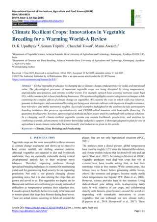Climate Resilient Crops: Innovations in Vegetable Breeding for a ...