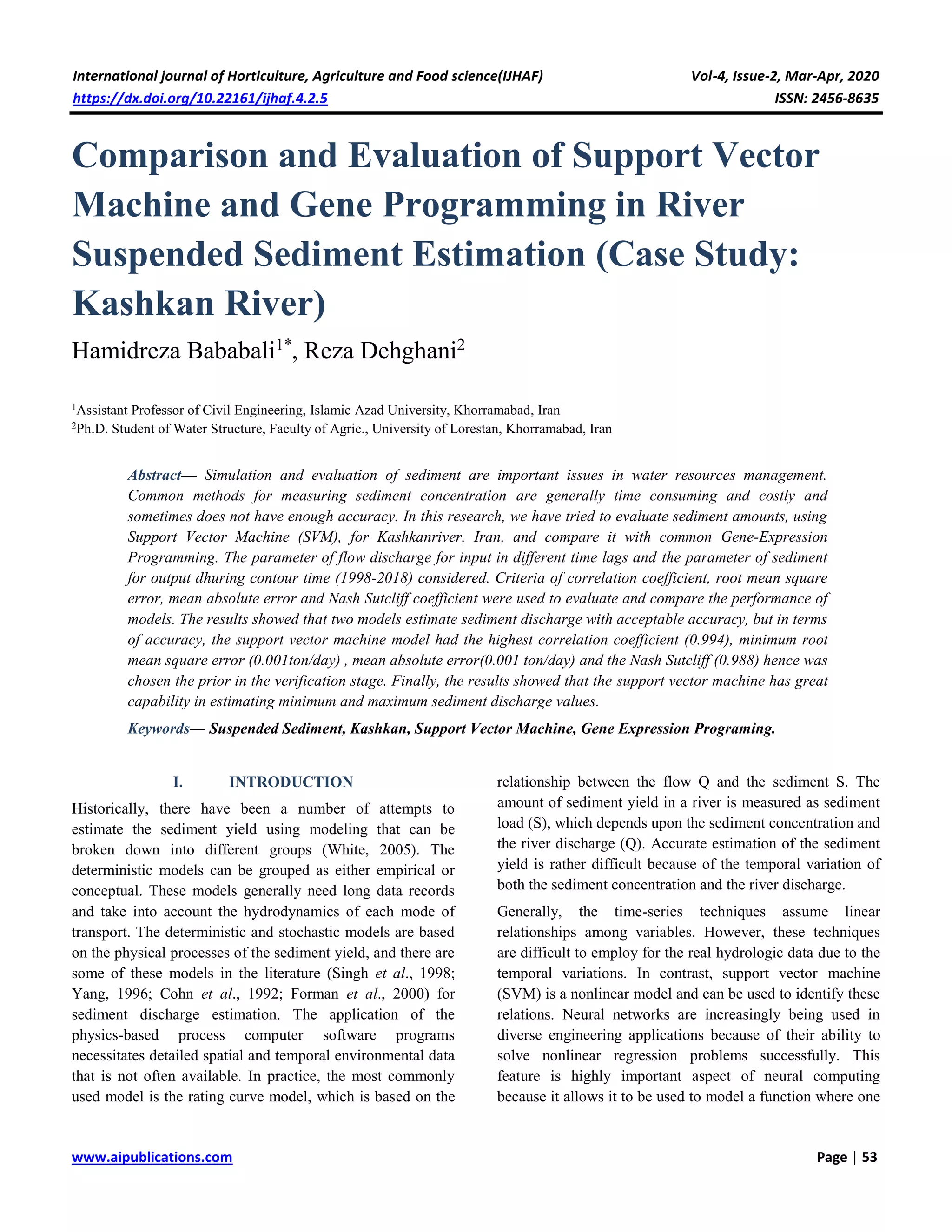 Comparison and Evaluation of Support Vector Machine and Gene ...