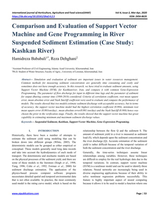 Comparison and Evaluation of Support Vector Machine and Gene Programming in River Suspended ...