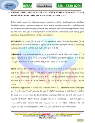 FURTHER CHARACTERIZATIONS AND SOME APPLICATIONS OF UPPER AND LOWER WEAKLY QUASI CONTINUOUS FUZZY ...