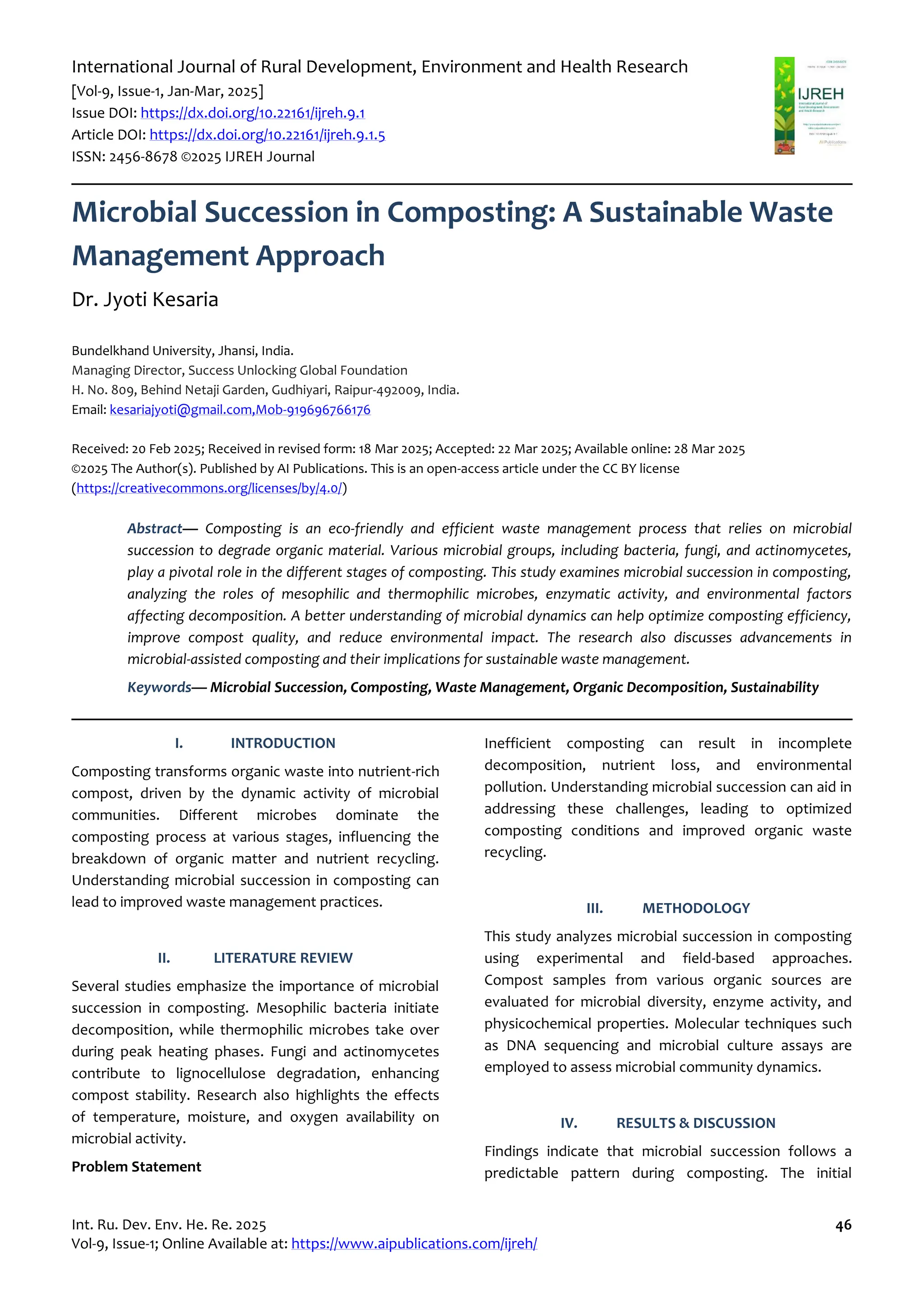Microbial Succession in Composting: A Sustainable Waste Management ...