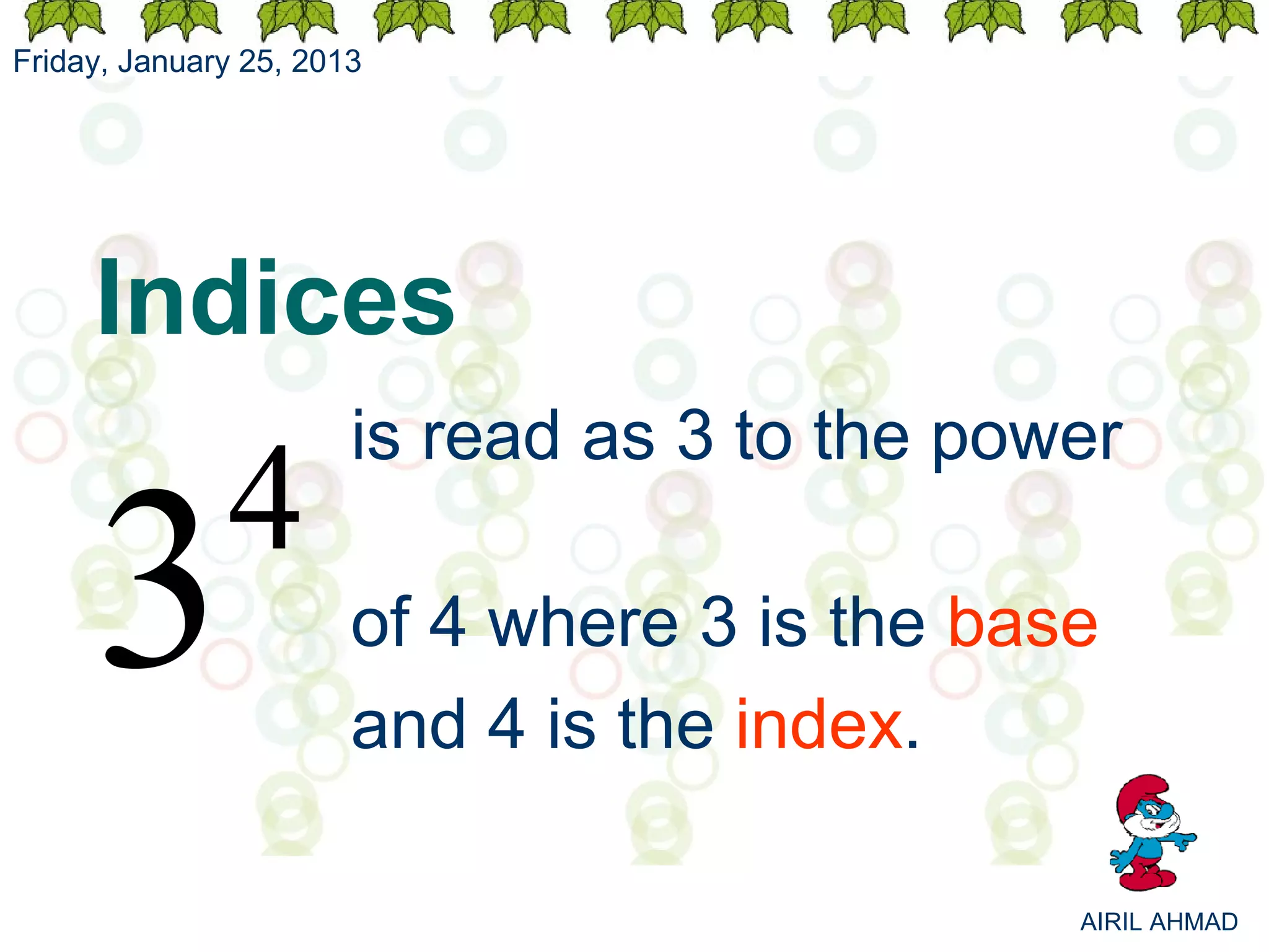 NOTE MATH FORM 3 - INDICES | PPS