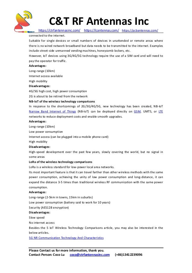 5 IoT Wireless Technology Comparisons | PDF | Internet of Things | Internet