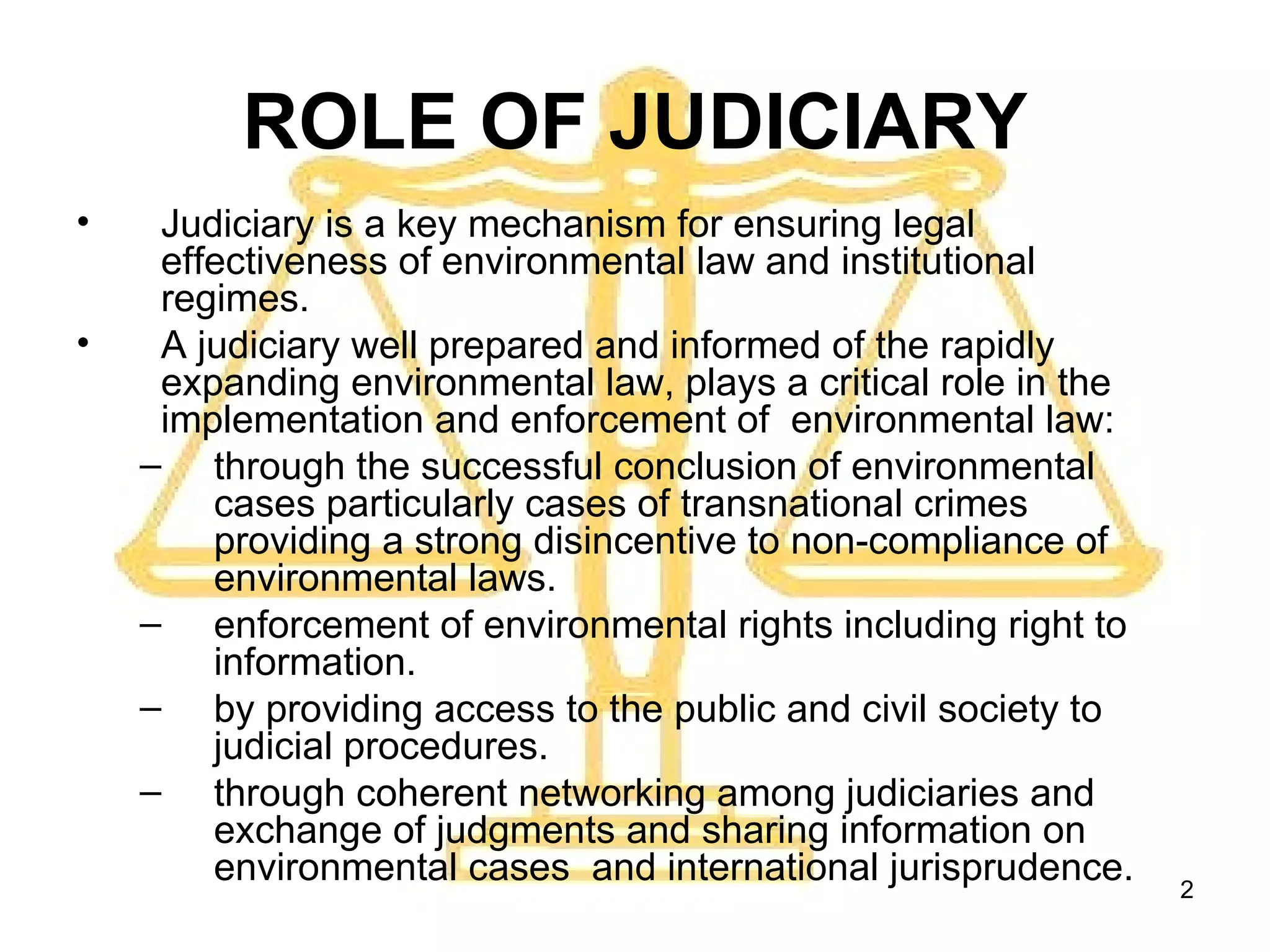 Role of judiciary in environment cases | PPT