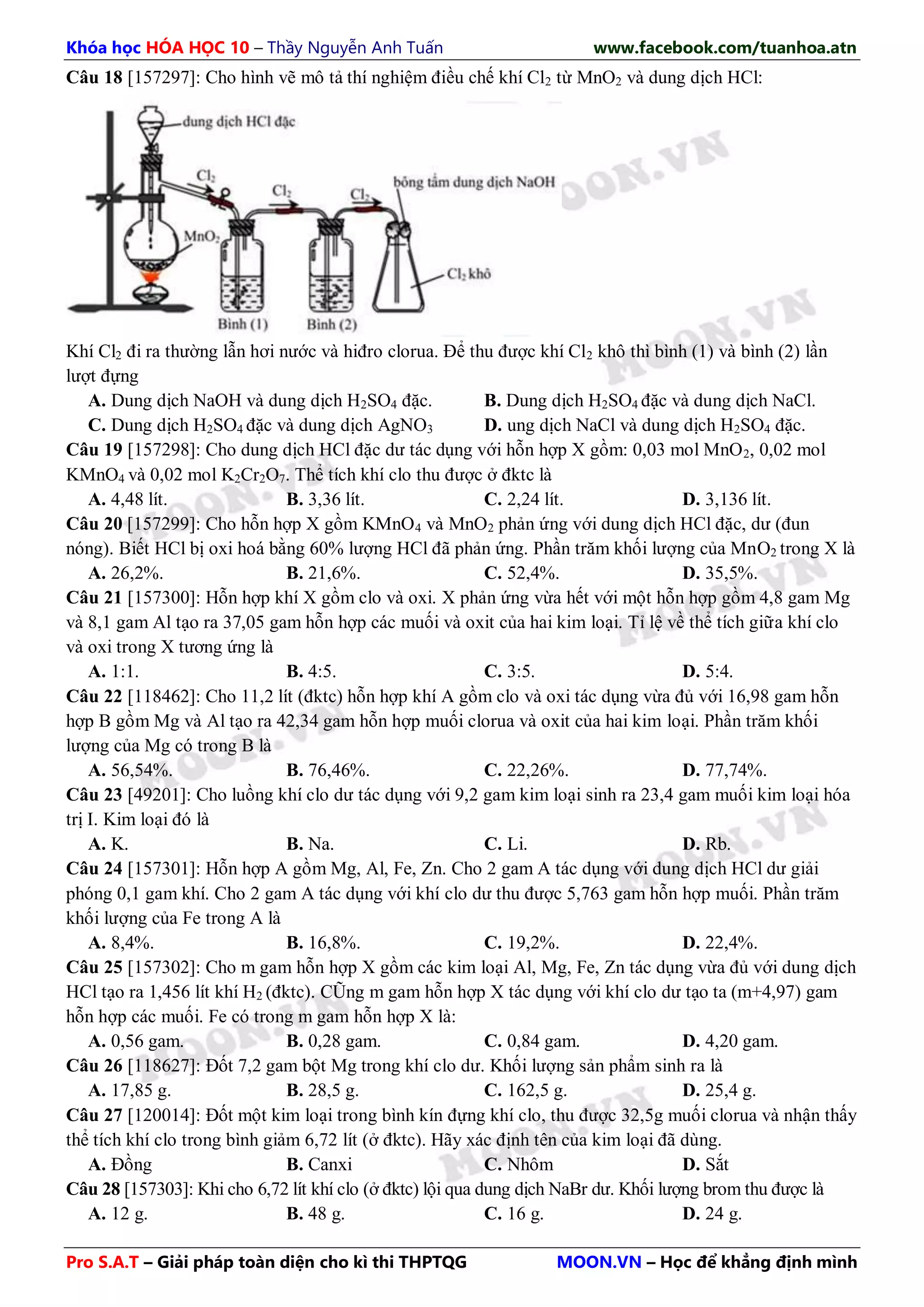 Bài tập về Clo hóa 10 chương halogen | PDF
