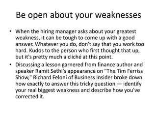 5 job interview tricks that are hard to master | PPT