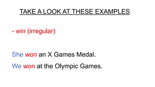 Year 5 slides teaching about simple past verbs rule and example | PPTX