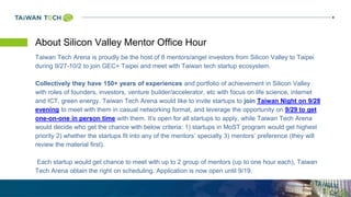 Taiwan tech arena special event: meet silicon valley mentors | PPTX