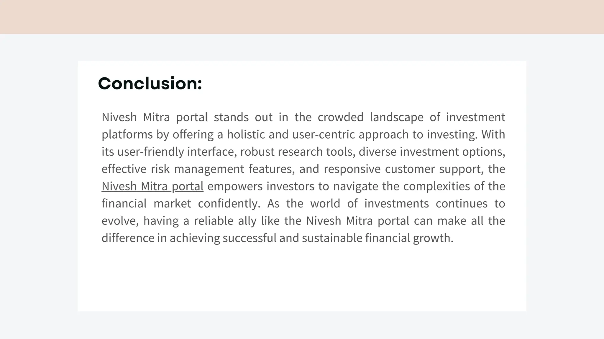 5 Key Features of Nivesh Mitra for Successful Investments | PDF