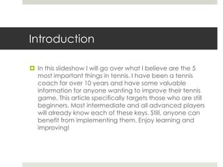 5 Keys to Tennis | PPTX | Tennis | Sports