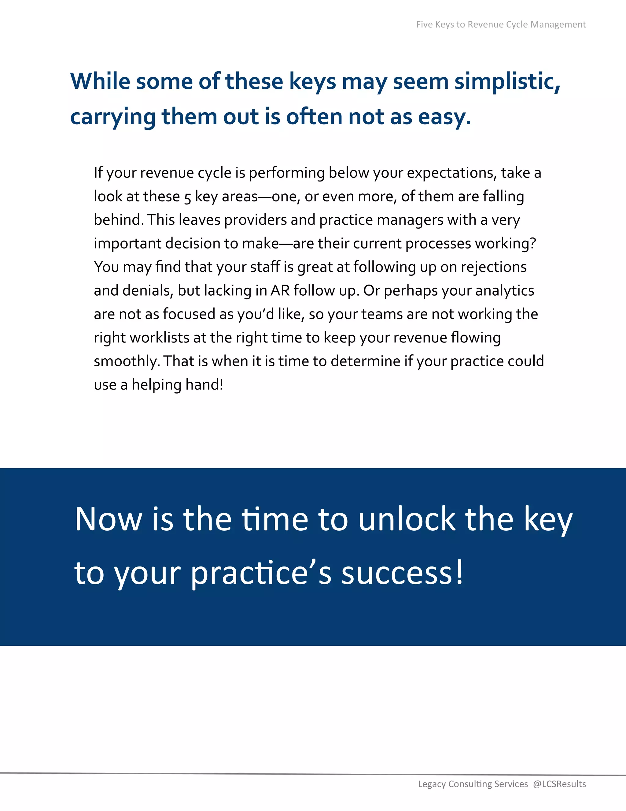 5 keys to Revenue Cycle Management | PDF