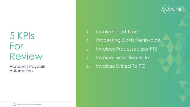 5 KPIs That Drive Accounts Payable Performance | PPT