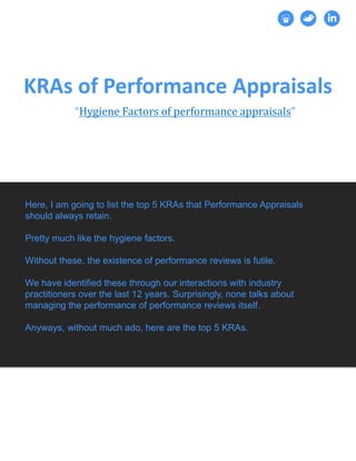 5 KRAs for Performance Appraisals | PDF