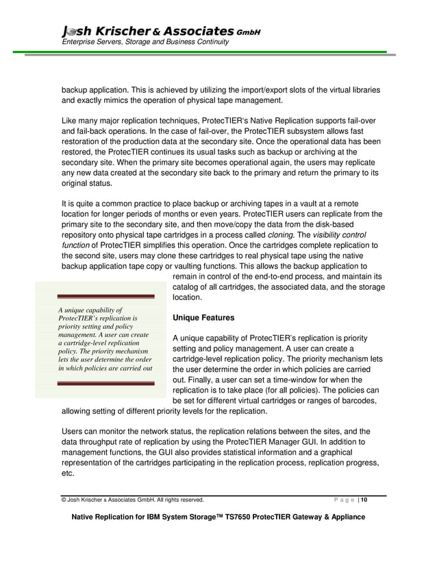 Lab Evaluation on ProtecTIER's IP Native Replication | PDF