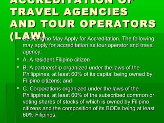 5 laws regulating travek & tours & resto | PPT
