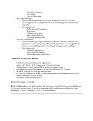 Navy Leadership Competency Model (NLCM) 5 Core Competencies | PDF