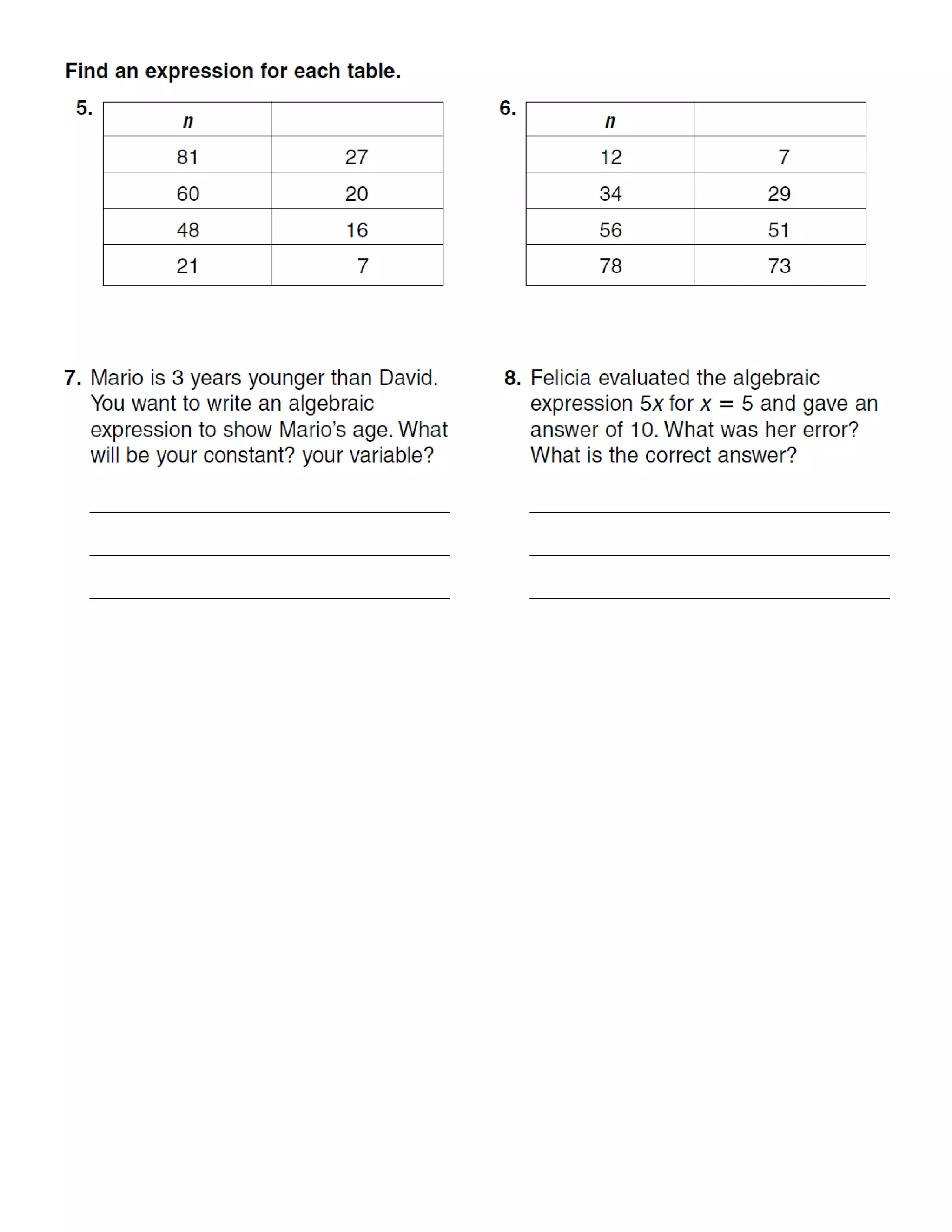 5 lesson 2 1 day 2 variables & expressions | PDF