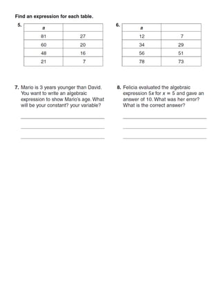 5 lesson 2 1 day 2 variables & expressions | PDF