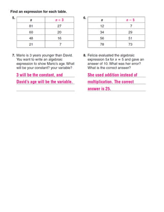 5 lesson 2 1 day 2 variables & expressions | PDF