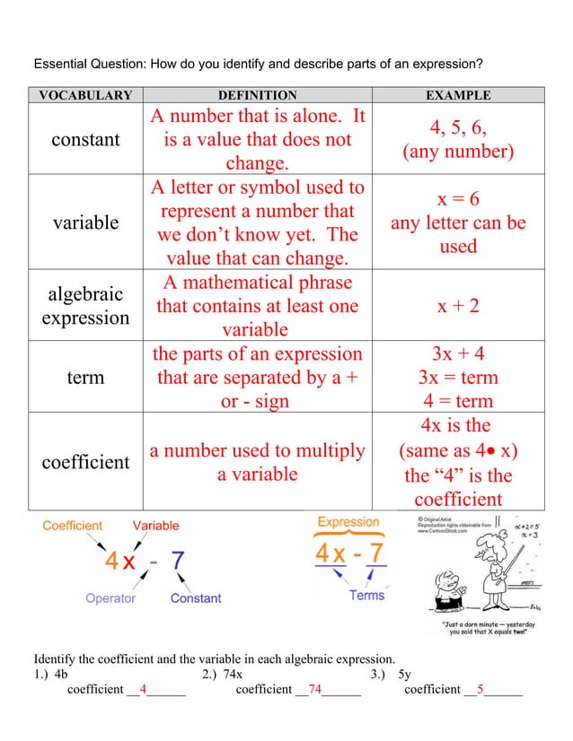 5 lesson 2 1 variables & expressions | PDF