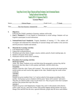 5 Lesson Plans | DOC | Homework and Study | Education