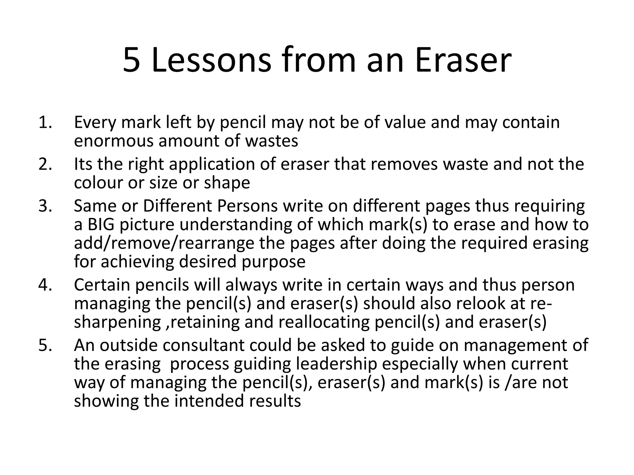 5 lessons from an eraser | PPTX