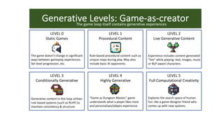 The Five Levels of Generative AI for Games | PPT