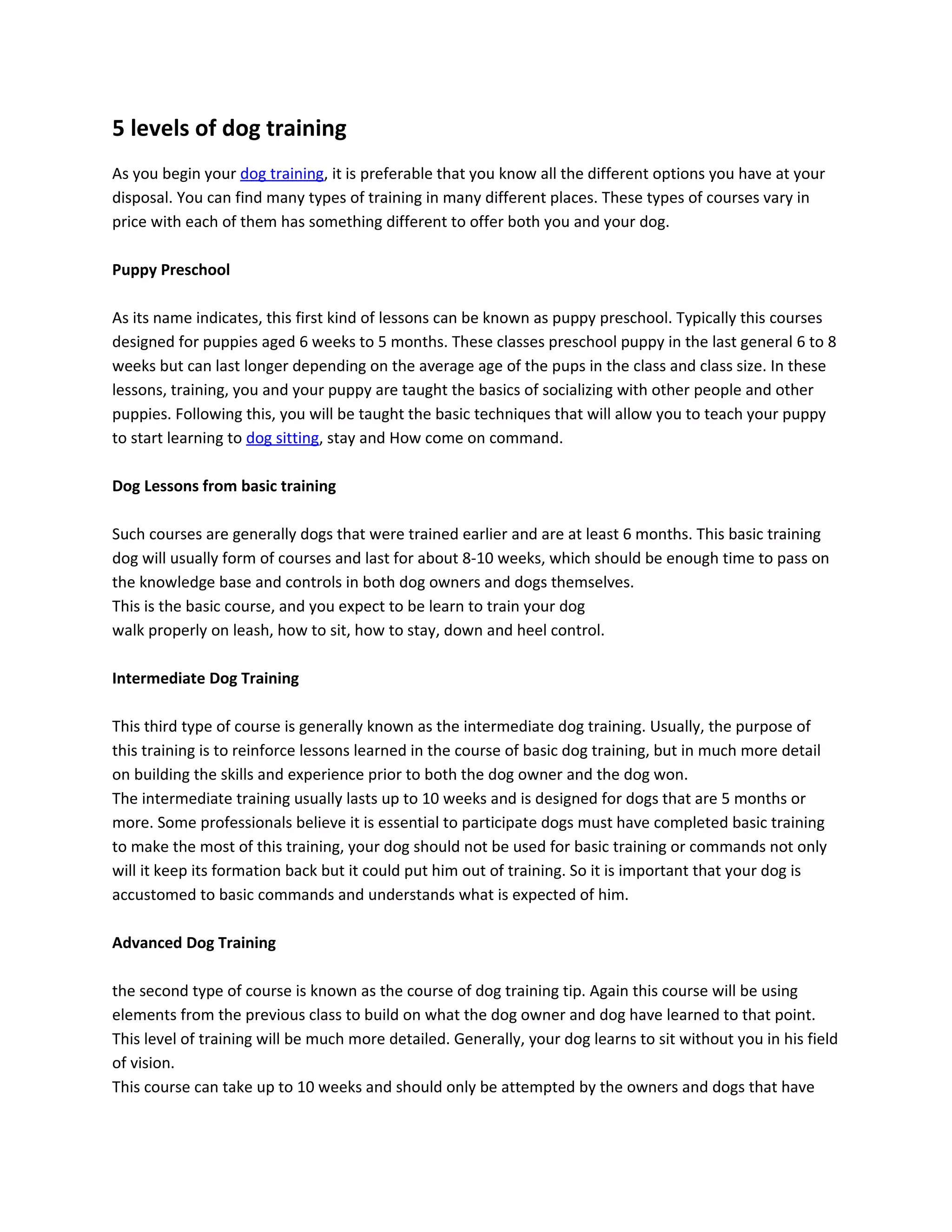 5 levels of dog training | DOC