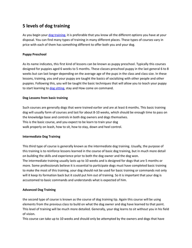 5 levels of dog training | DOC