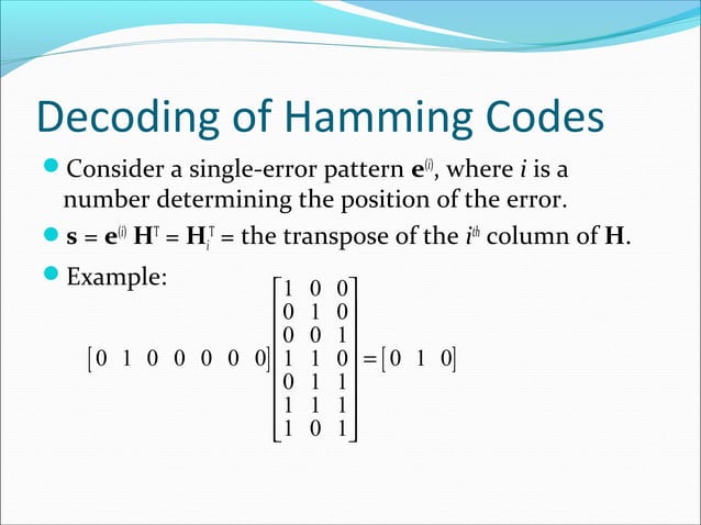 5 linear block codes | PPT | Programming Languages | Computing