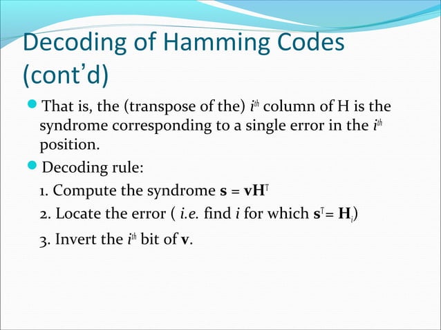 5 linear block codes | PPT | Programming Languages | Computing