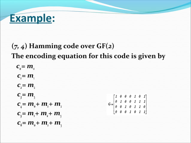 5 linear block codes | PPT | Programming Languages | Computing