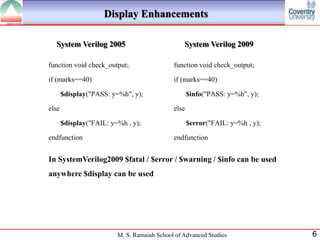 System Verilog 2009 & 2012 enhancements | PPTX