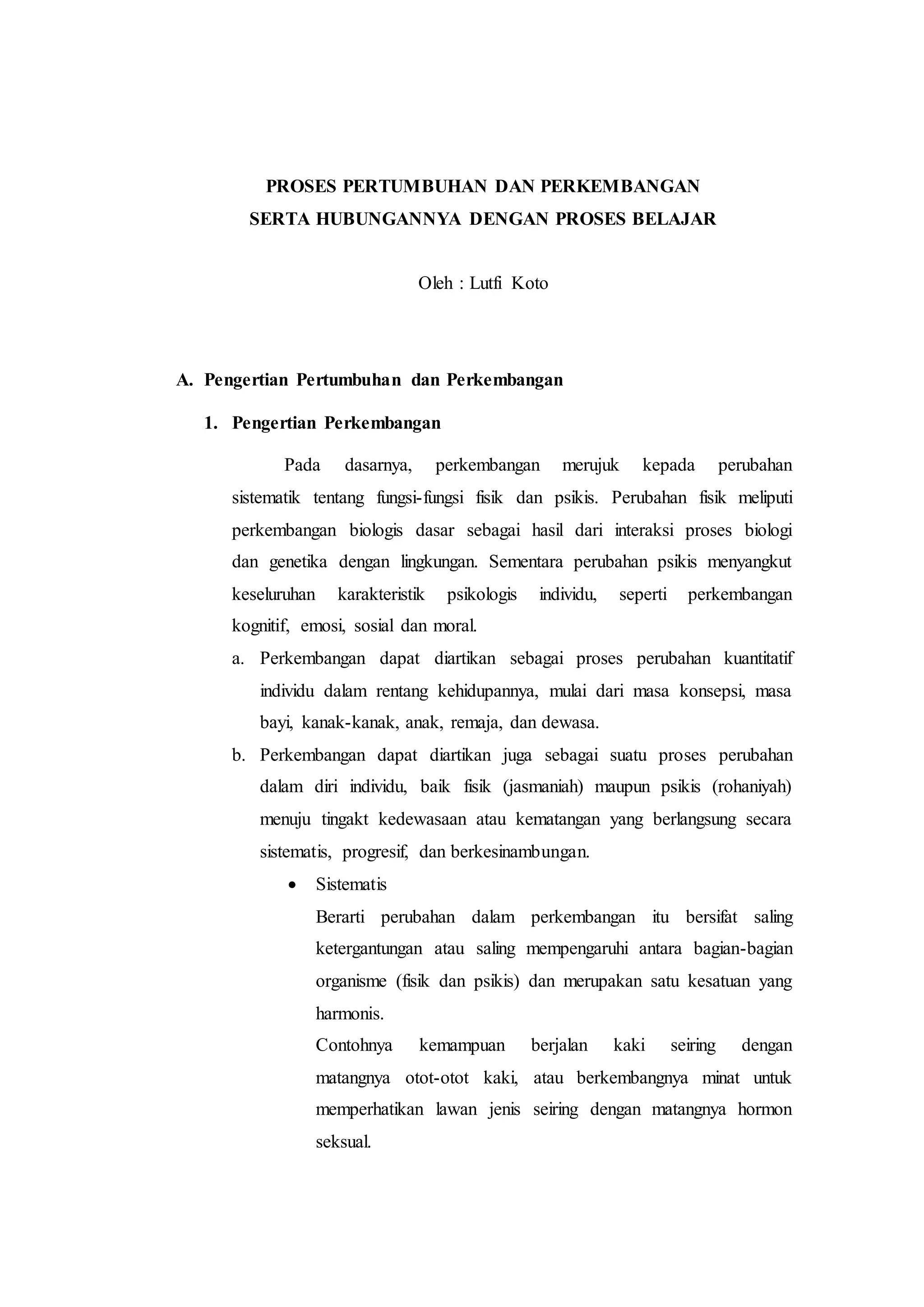 Proses Pertumbuhan dan Perkembangan Peserta Didik | DOCX