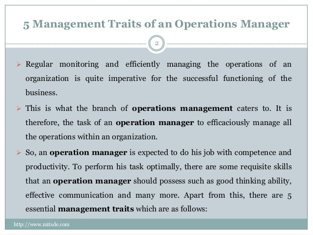 5 Management Traits of an Operations Manager | Distance MBA Courses ...