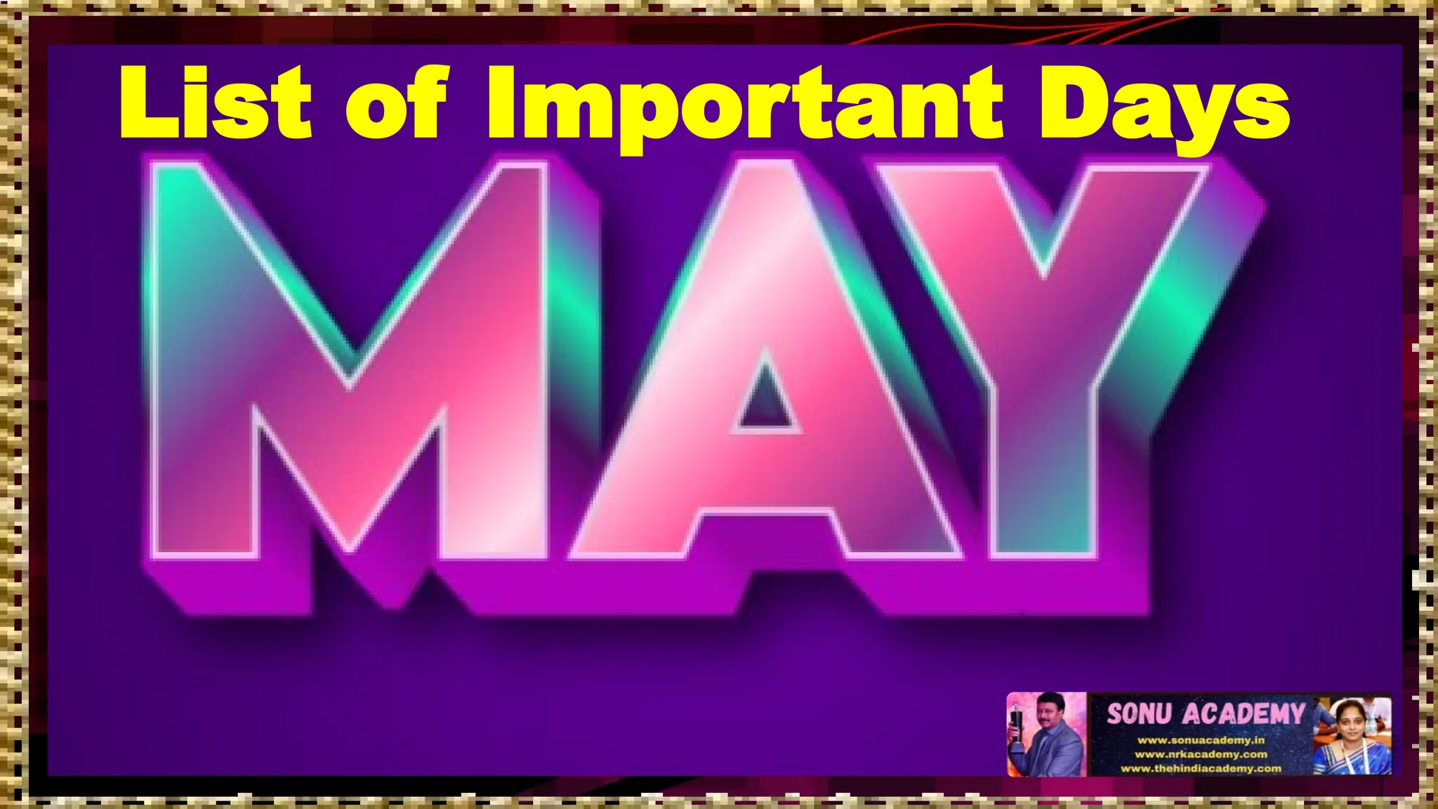 List of Important Days in May Month (full) | PPTX