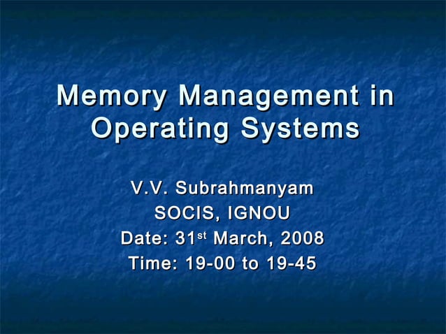 Memory Management in OS | PPT