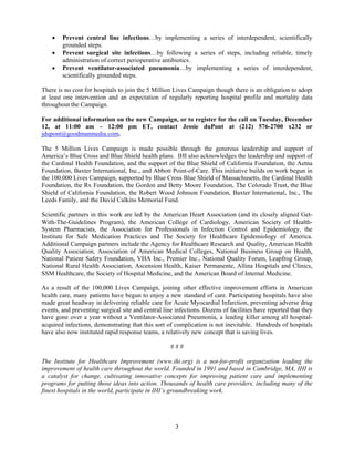 IHI LAUNCHES NATIONAL CAMPAIGN TO REDUCE MEDICAL HARM IN U.S. HOSPITALS ...