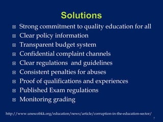 Corruption in the education sector | PPTX