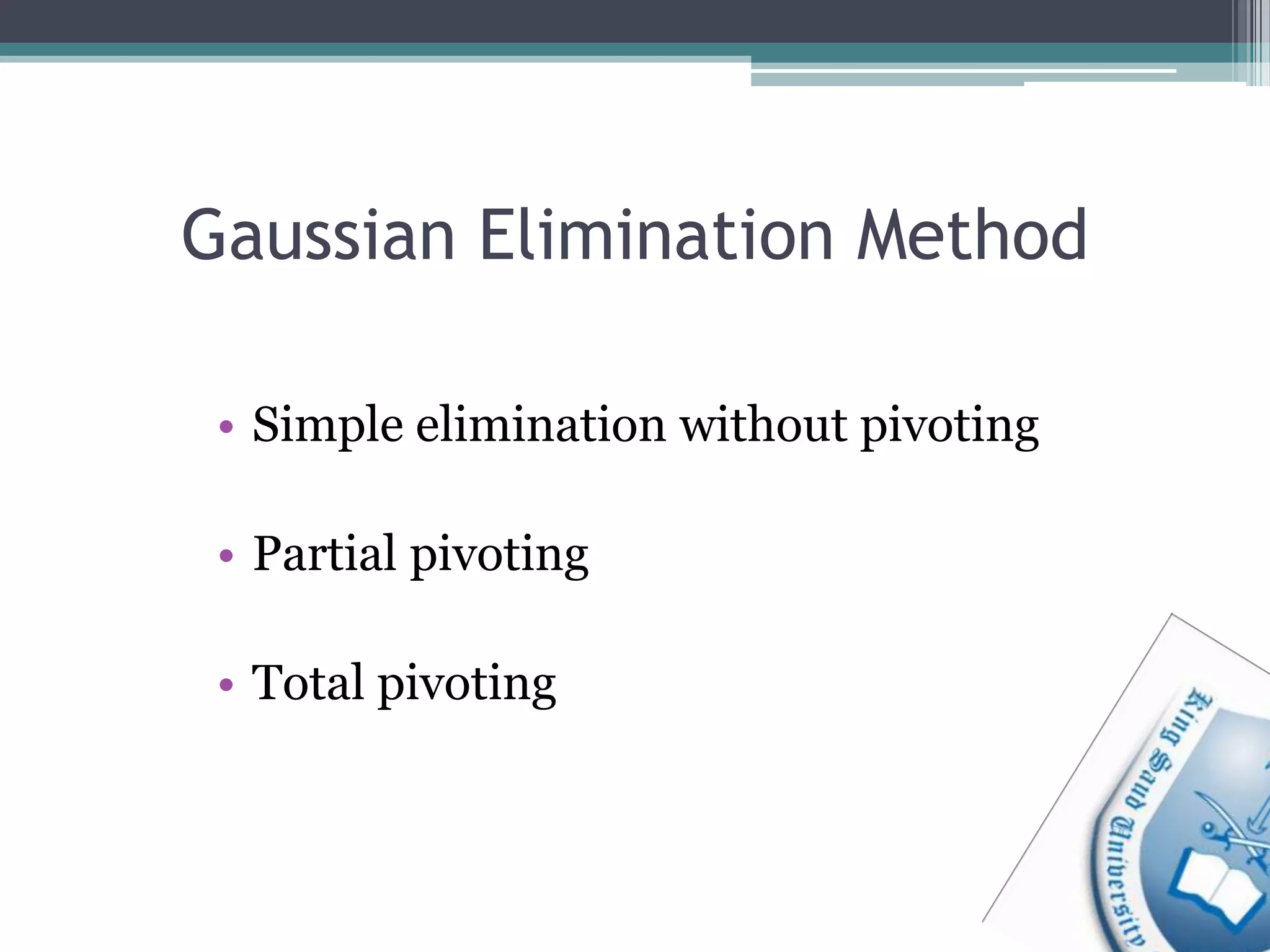 Gaussian Elimination Method | PPTX