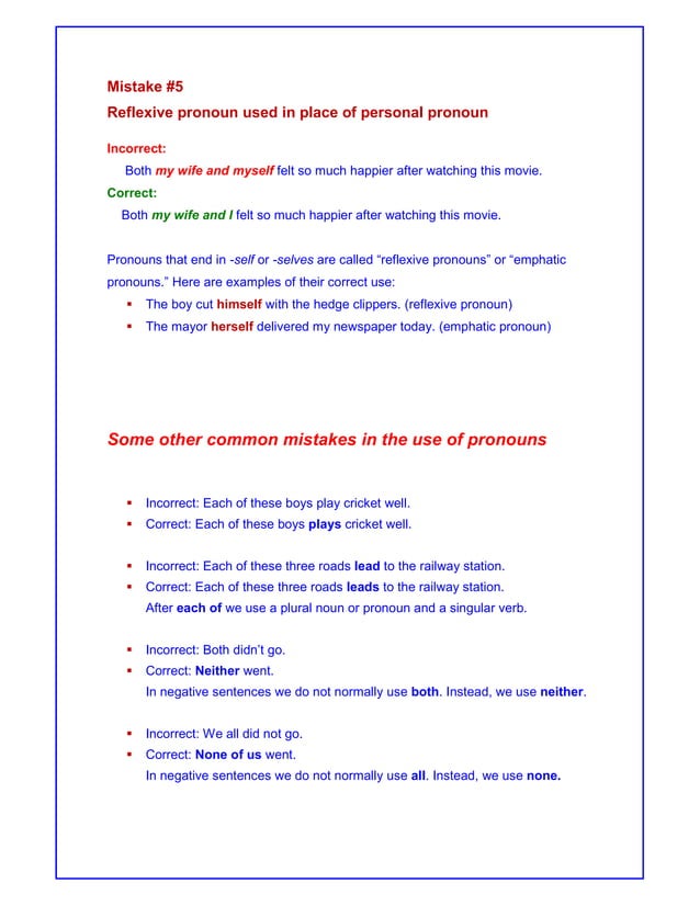 5 mistakes in use of pronouns | PDF
